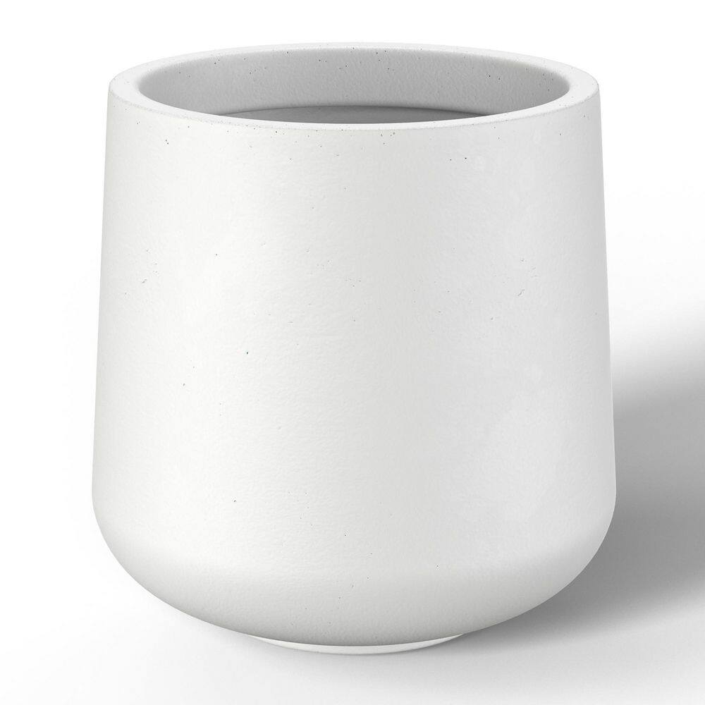 Sapcrete 17 in. Large Crisp White(Enhanced Core) Concrete Round Planter ...