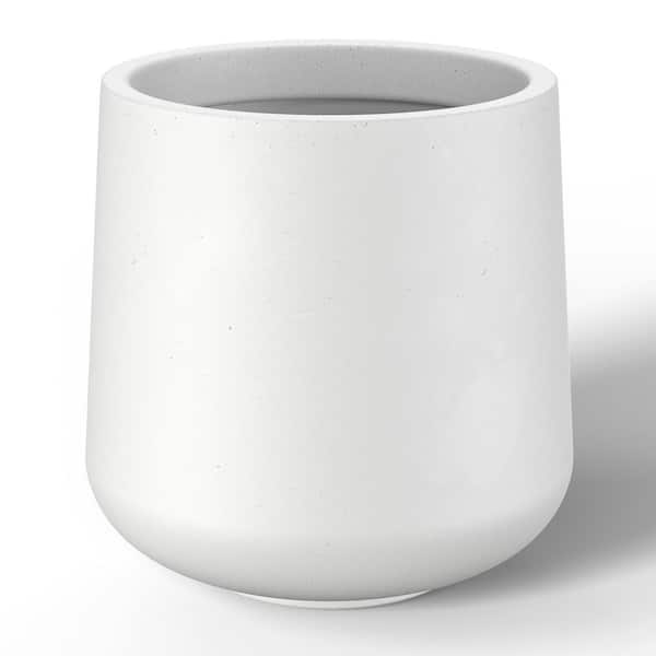 Sapcrete 17 in. Large Crisp White(Enhanced Core) Concrete Round Planter ...