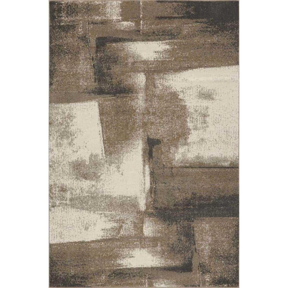 Lagos Collection Beige 5x7 Modern Abstract Stain Resist Polypropylene ...