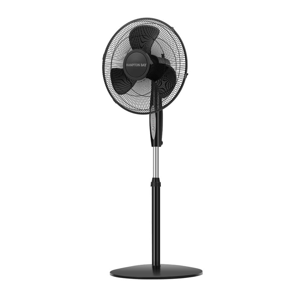Hampton Bay 16 in. 3 Speed Digital Oscillating Standing Fan with ...