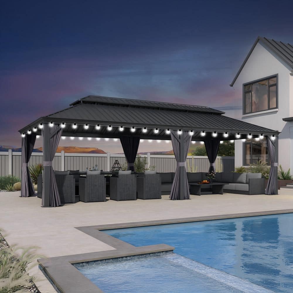 Reviews for PURPLE LEAF 14 ft. x 28 ft. Gray Patio Outdoor Gazebo for ...