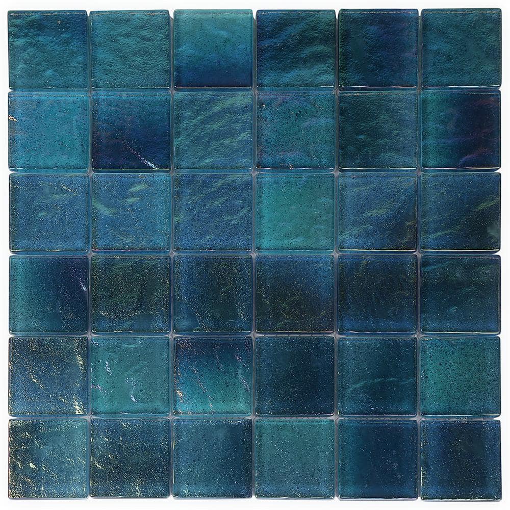 Ivy Hill Tile Speckle Tropical Blue 3 in. x 0.31 in. Polished Glass ...