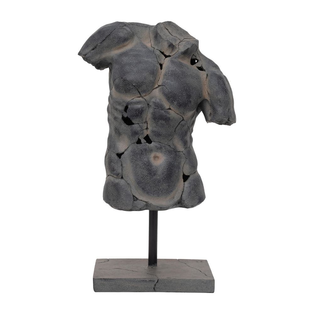 Liv & Skye Brown 15 in. x 25 in. Resin Cracked Man Torso Decorative ...