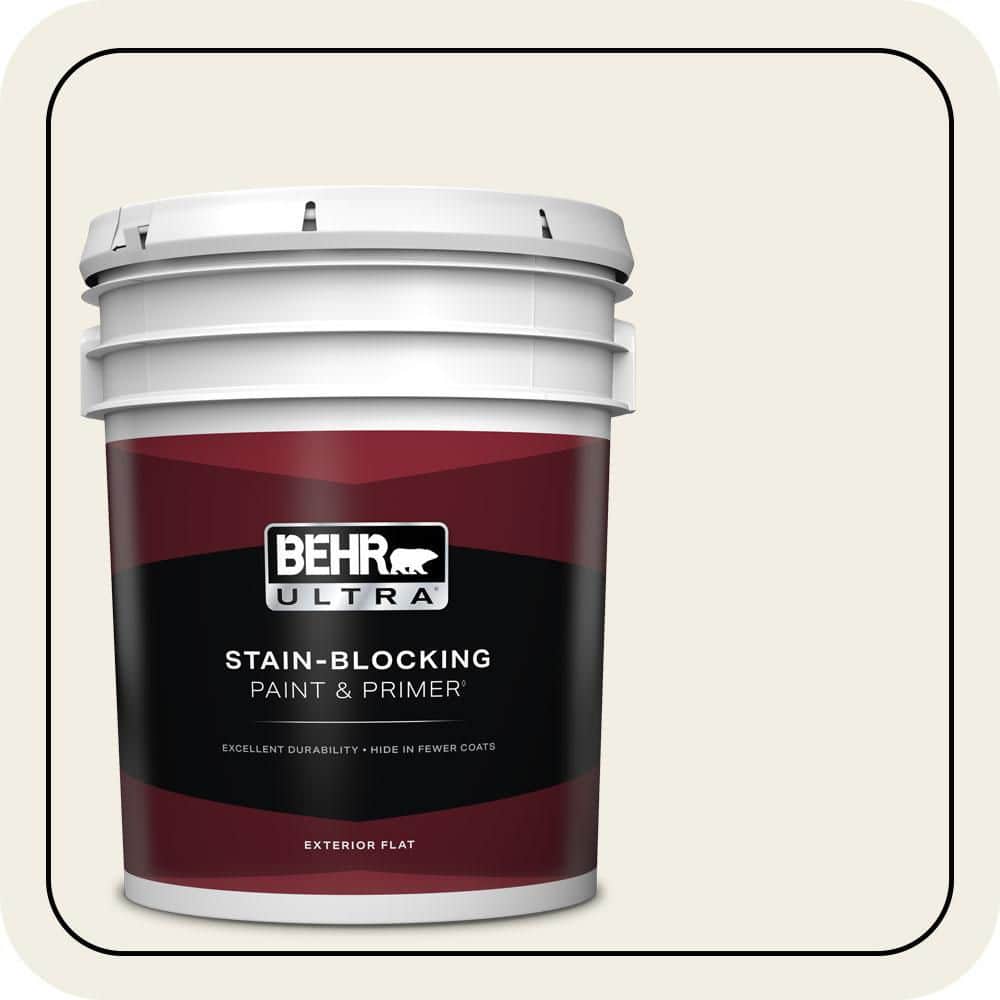 BEHR ULTRA 5 gal. #750C-1 Ivory Mist Flat Exterior Paint & Primer ...
