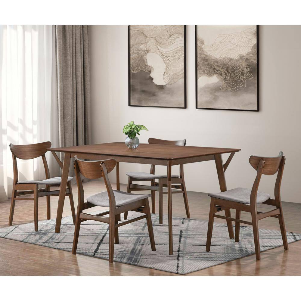 Furniture of America Palm Shade 5-Piece Rectangle Walnut Wood Top ...