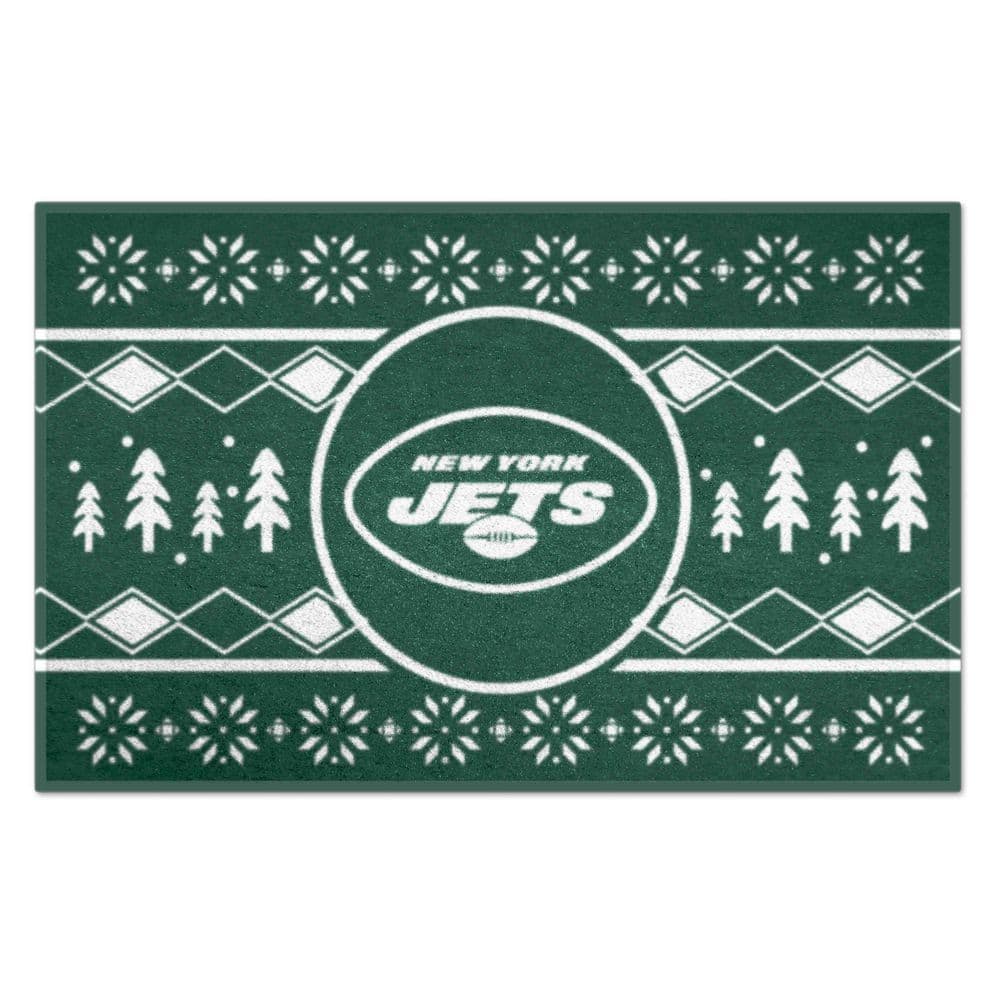 FANMATS New York Jets Holiday Sweater Green 1.5 ft. x 2.5 ft. Starter ...