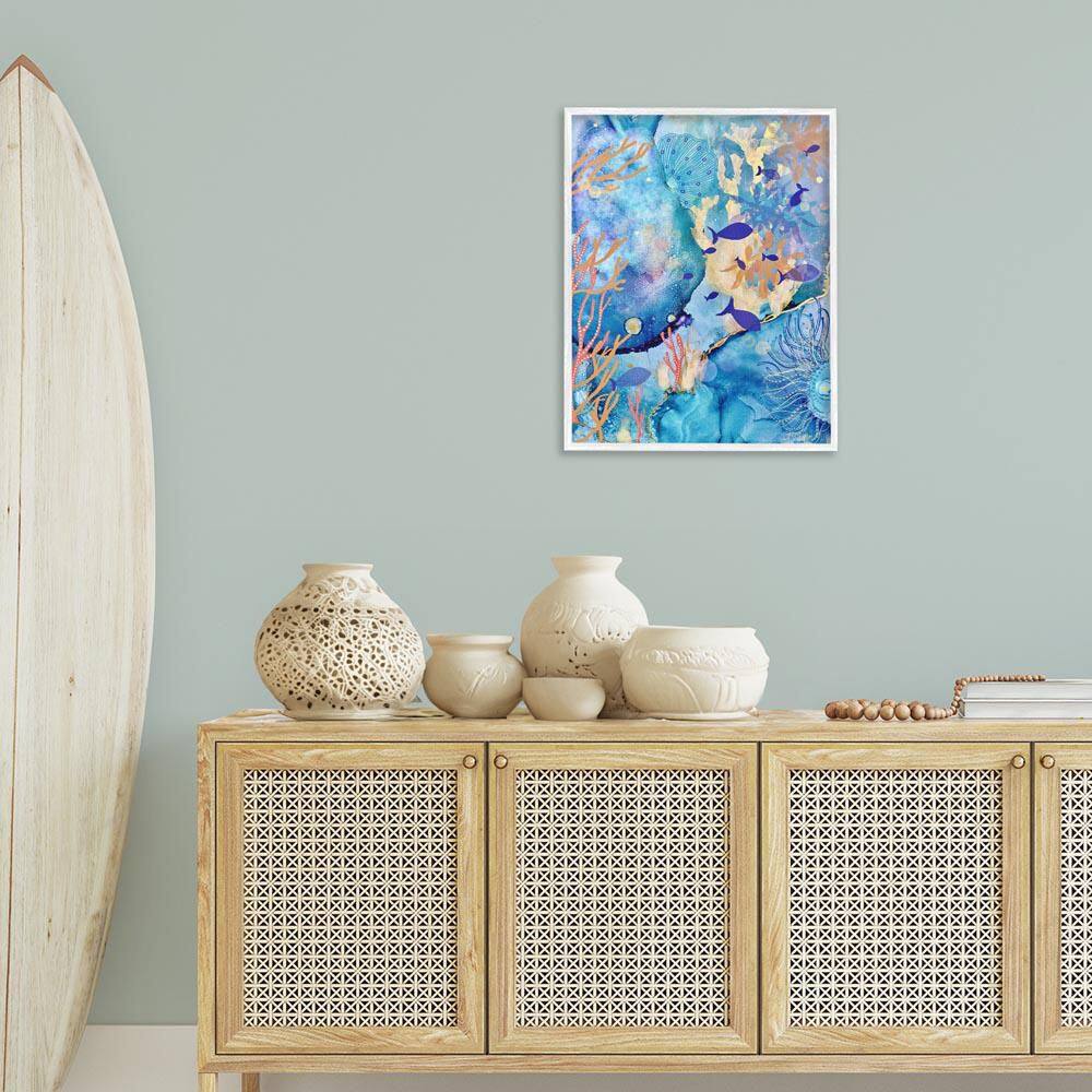 Stupell Industries Coral and Sea Life Collage by Amy Tieman White ...