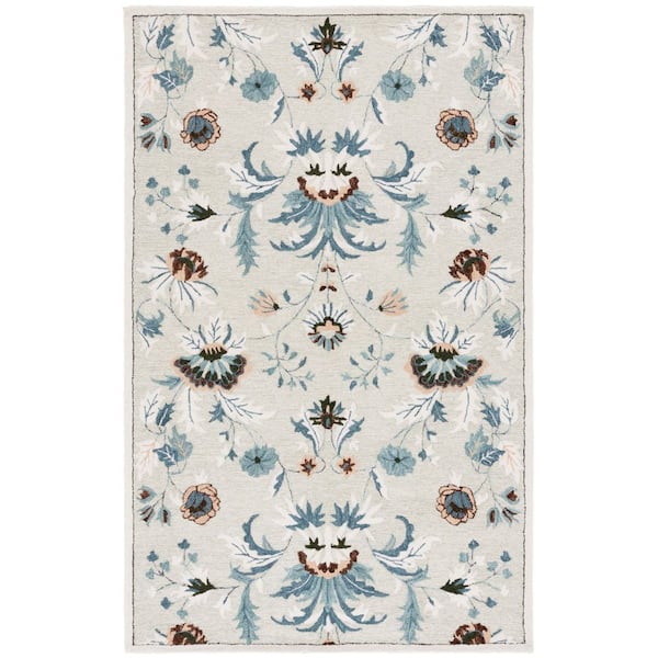 SAFAVIEH Blossom 4 ft. x 6 ft. Sage/Blue Floral Abstract Area Rug ...