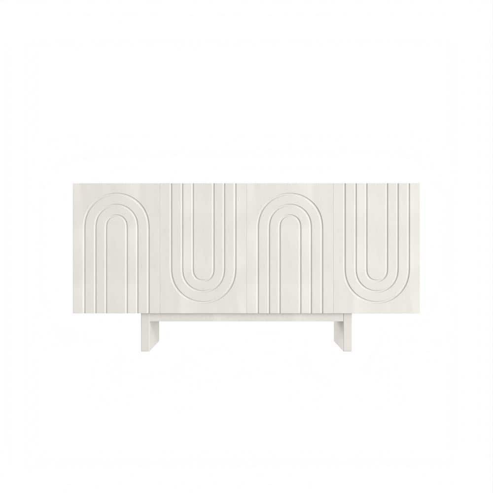 Boyel Living White MDF 4-Door 62.99 in. Wood Grain Buffet Sideboard ...