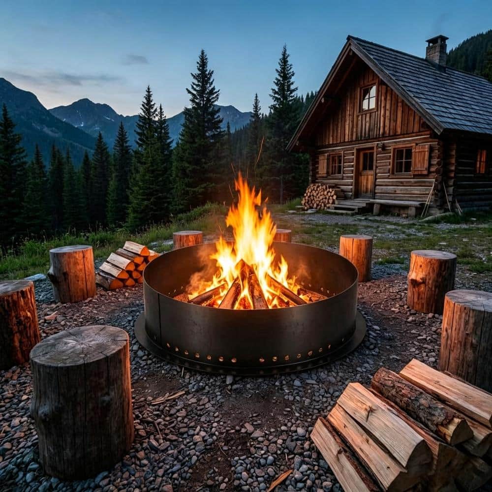 homfan Smokeless 60 Inch Fire Pit Ring, Heavy Duty Steel Wood Burning ...
