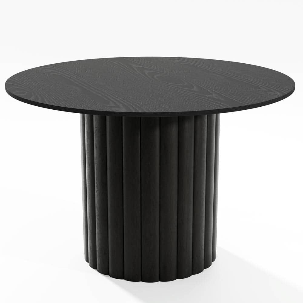 Lirago Round Black Wood 46 in. Column Base Dining Table Seats 4 HD ...