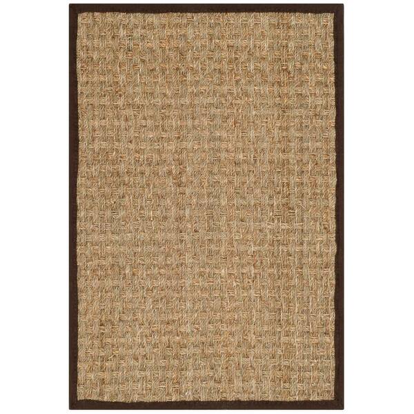 SAFAVIEH Natural Fiber Natural/Dark Brown 3 ft. x 5 ft. Border Woven ...