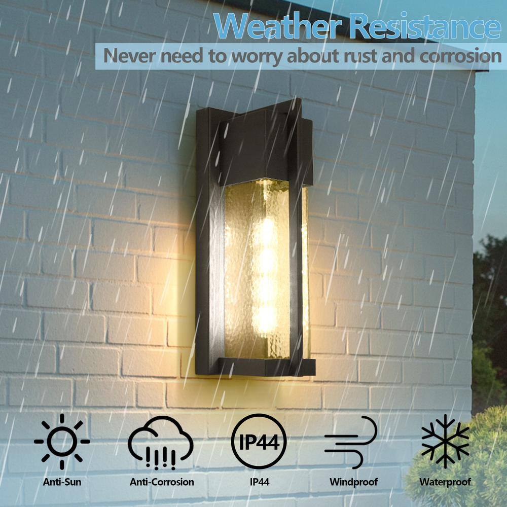 Buy Montpelier Black/Sand Black 13'' H Hardwired Water Glass Outdoor Wall Lantern Sconce with ...