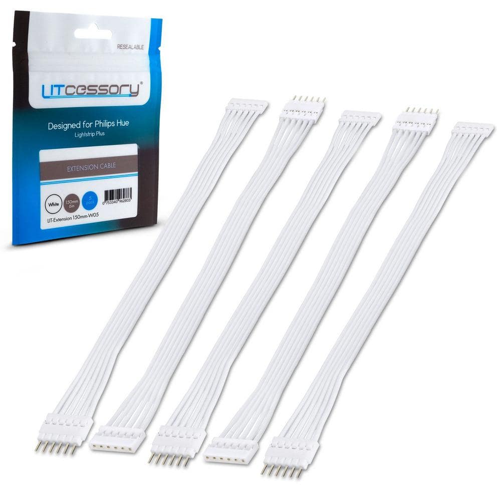 LITCESSORY Extension Cable for Philips Hue Lightstrip Plus (6 in. 5 ...