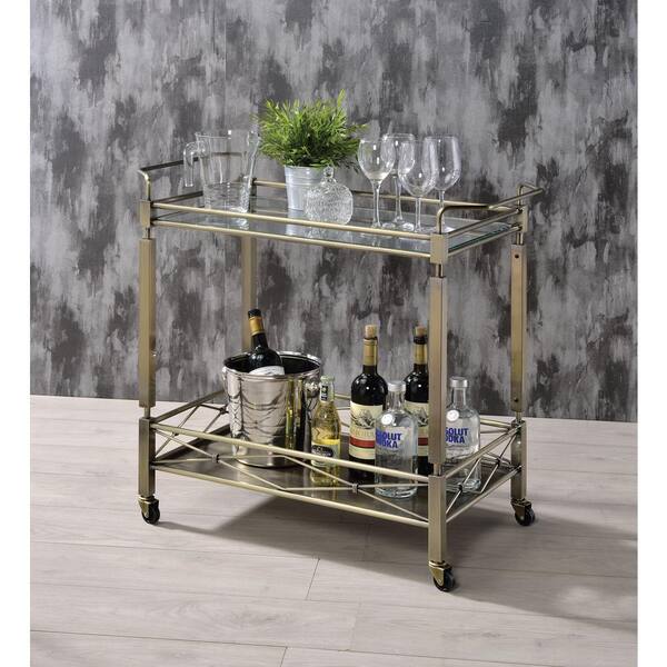 AOPSPS Matiesen Antique Gold Kitchen Serving Cart with Casters YT98350 ...