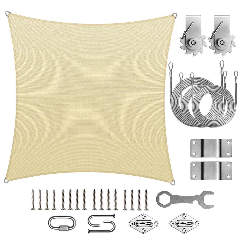 AMGO Pro Ring 24 ft. x 24 ft. Square Sun Shade Sail with Hardware TAWAL ...