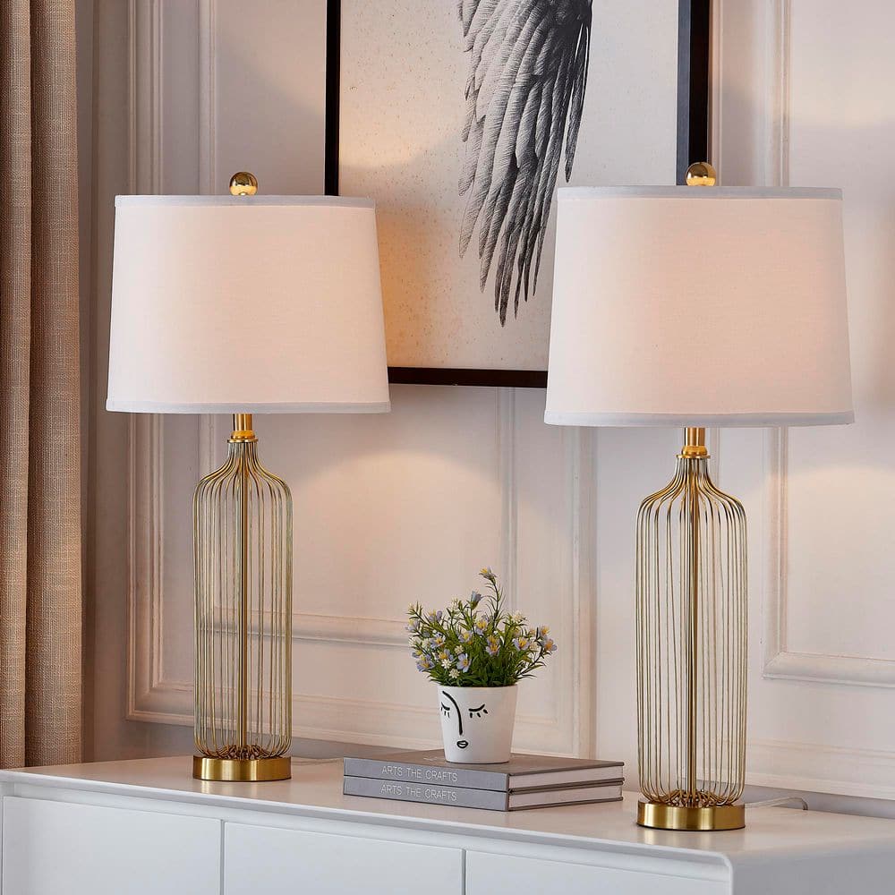 Maxax 27.5 in. Enamel Brass Mid Century Dimmable Iron Bedroom Living ...