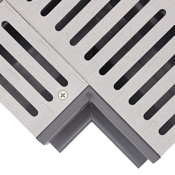 NDS Spee-D Channel Drain 90 Degree Elbow and Grate, Gray Plastic 2381 ...
