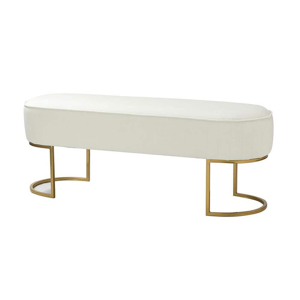 ARTFUL LIVING DESIGN Clara Ivory Wide Bench with Metal Legs 48 in ...