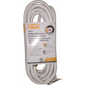 HDX 15 ft. 16/3 Indoor/Outdoor Extension Cord, Black SJTW16315BL
