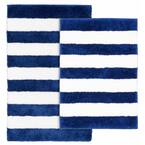 Garland Rug Beach Stripe Indigo Blue and White 21 in. x 34 in. Stripe ...