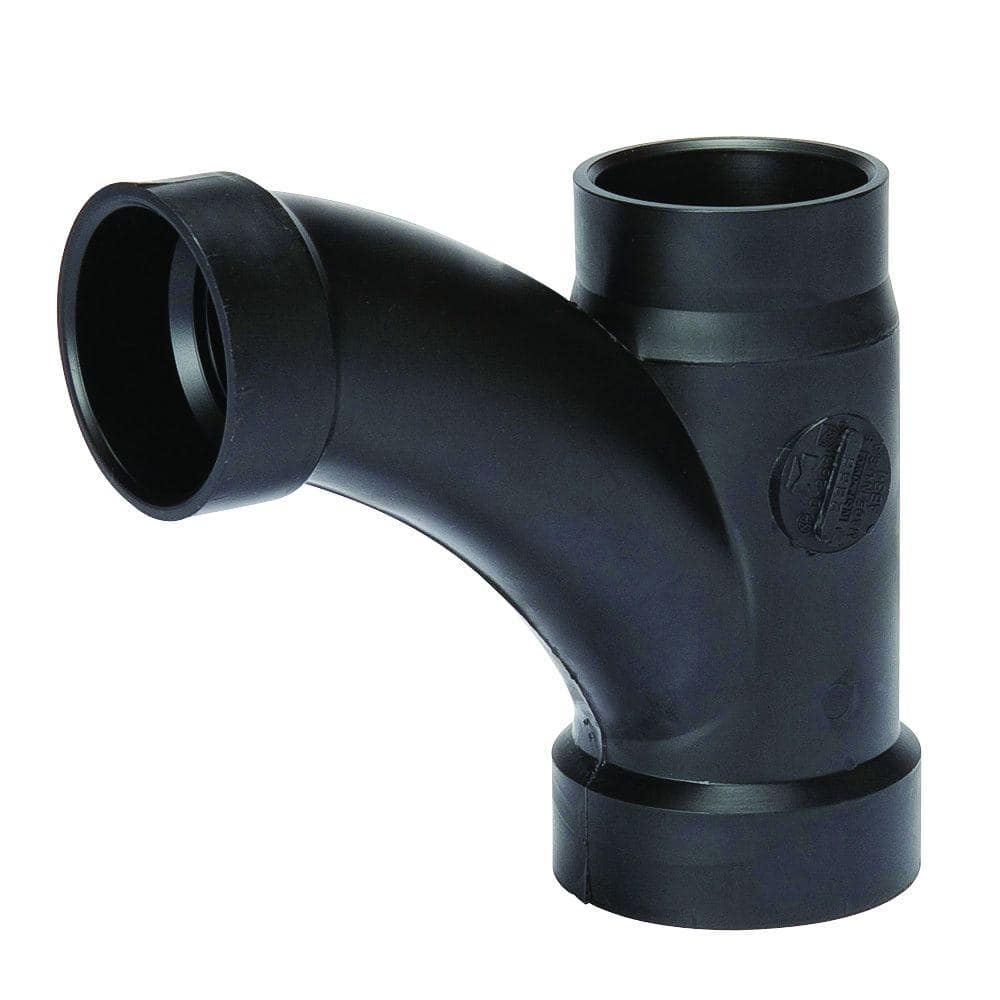 Mueller Streamline 2 in. x 1-1/2 in. ABS DWV Hub x Hub x Hub Long Sweep Sanitary Tee 02865H ...