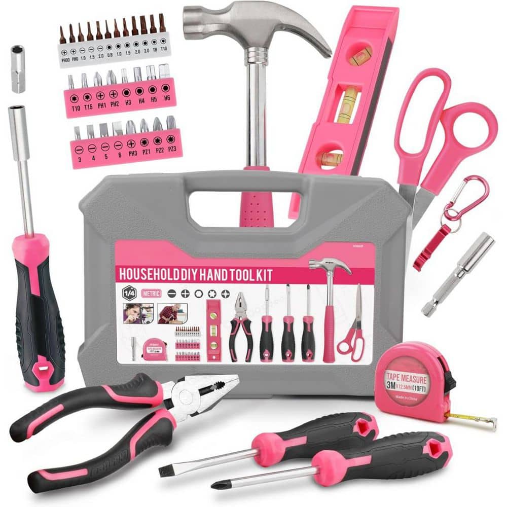 WRIGHTMASTER 40-Piece Pink Home Tool Kit with Magnetic Screwdriver and ...