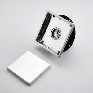 WELLFOR 6 in. x 6 in. Stainless Steel Square Shower Drain with Strainer ...
