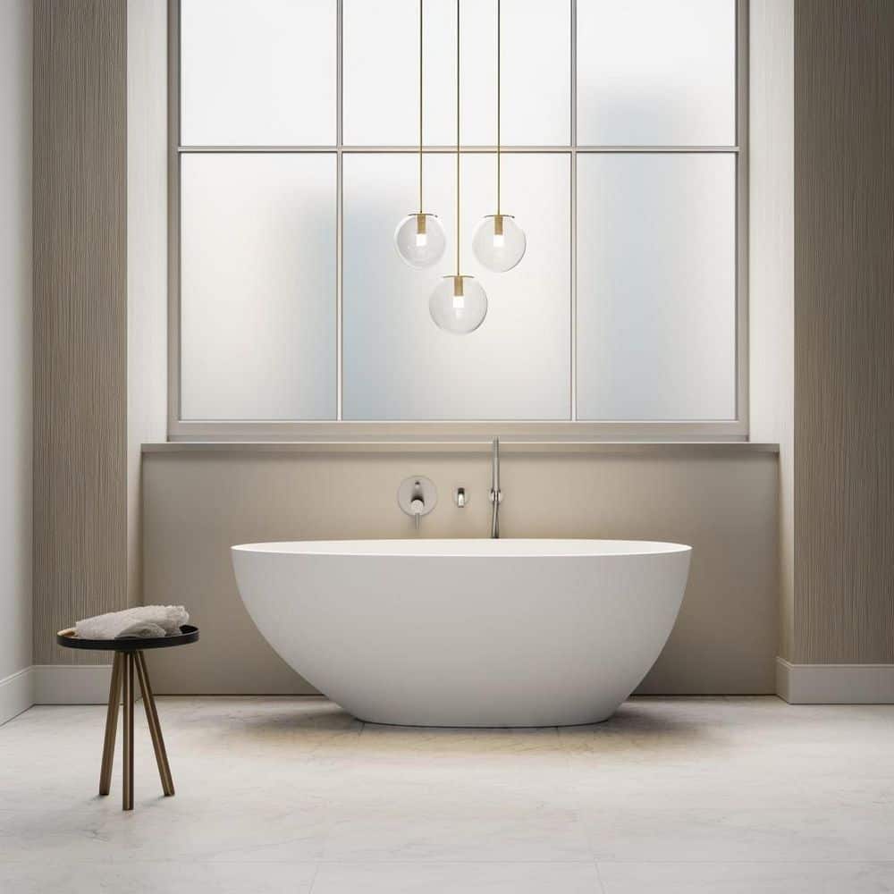 AVAXA 63 in. x 31 in. Solid Surface Stone Resin Flatbottom Freestanding ...