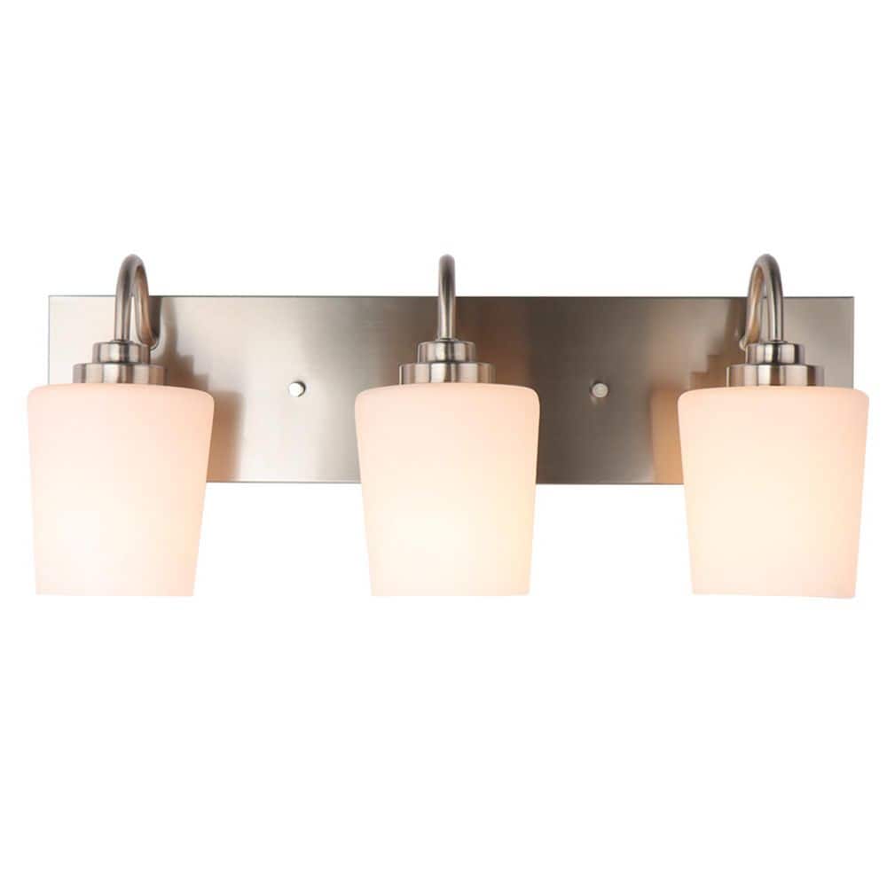 PUDO 20 in. 3-Light Silver Wall sconce with Iron Milky White Glass ...