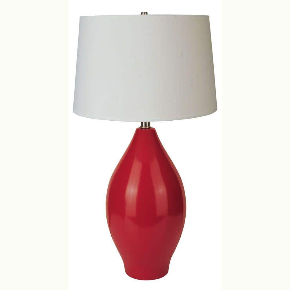 ORE International 28 in. Ceramic Red Table Lamp-6201RD - The Home Depot