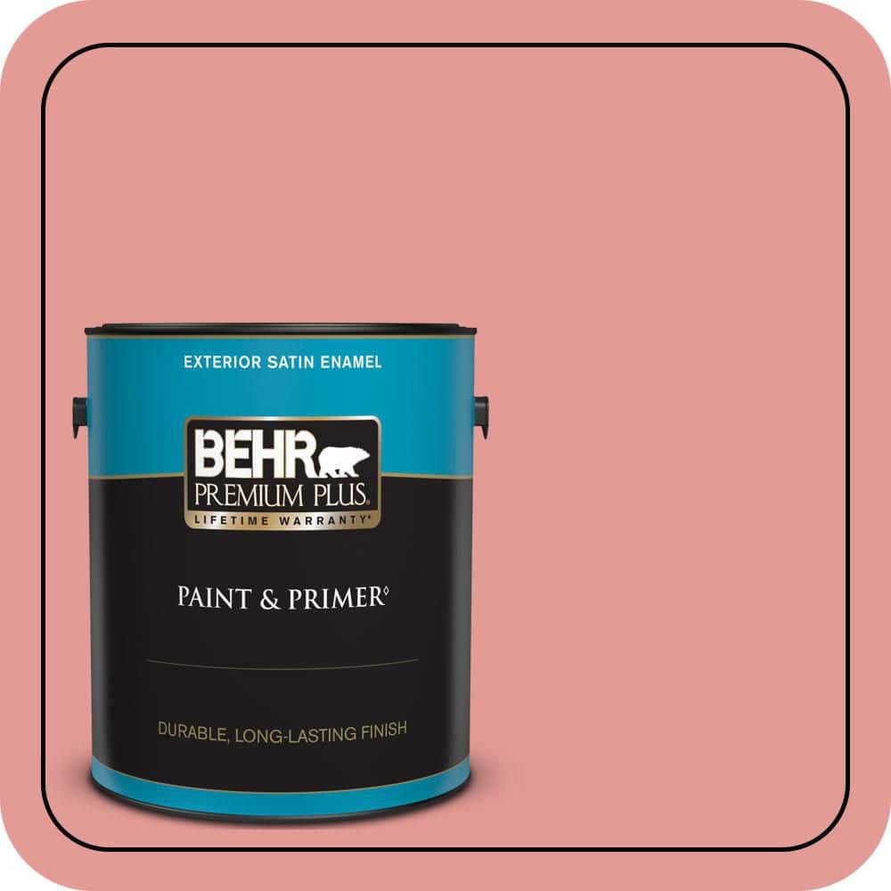 BEHR PREMIUM PLUS 1 gal. #M160-4A Sunset Pink Satin Enamel Exterior ...