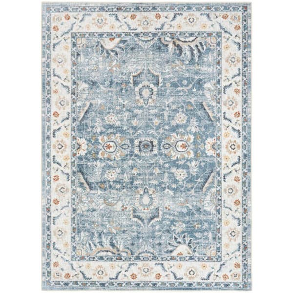 Nourison Astra Machine Washable Blue 4 ft. x 6 ft. Medallion ...