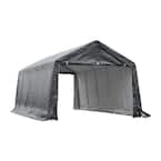 Outsunny 12 ft. x 20 ft. x 9 ft. Grey Roof PE Carport Canopy Tent with ...