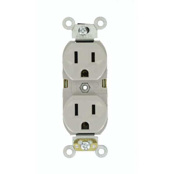 Leviton 15 Amp 125-Volt Narrow Body Duplex Outlet Straight Blade ...