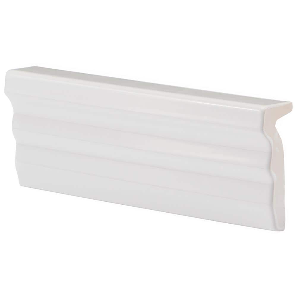 Ivy Hill Tile Rai White 8 in. x 3 in. Polished Porcelain Chair Rail ...