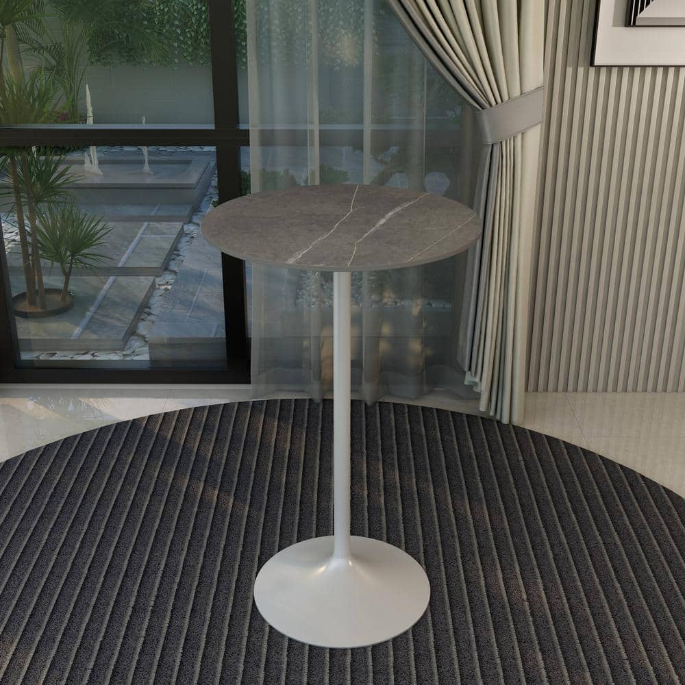 Leisuremod Round 27 in. Bar Height Dining Table with Sintered Stone Top ...