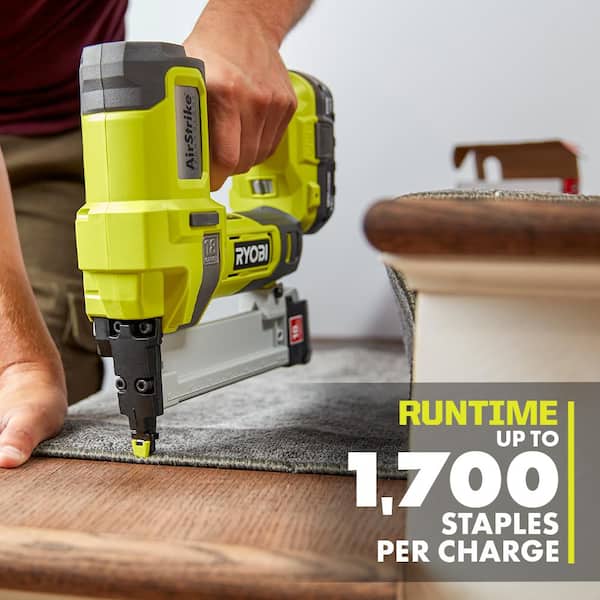 RYOBI ONE+ 18V 18-Gauge Cordless AirStrike Narrow Crown Stapler (Tool ...