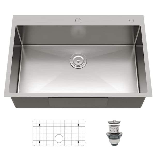30 in. Undermount Single Bowl 18 Gauge Stainless Steel Kitchen Sink ...