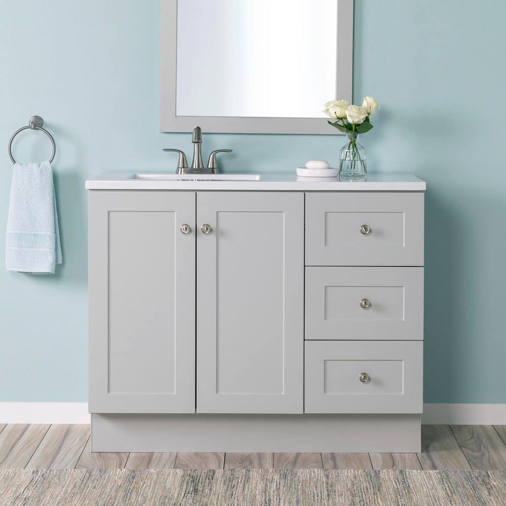 Reviews for Glacier Bay Bannister 43 in. Single Sink Pearl Gray Bath ...