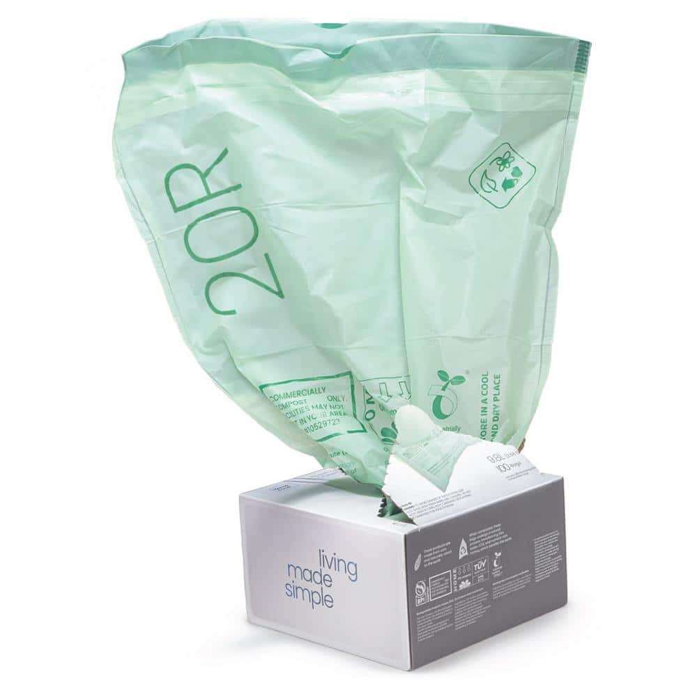 Home Zone Living 7.9 Gal. Compostable Kitchen Trash Bags 60-Count with ...