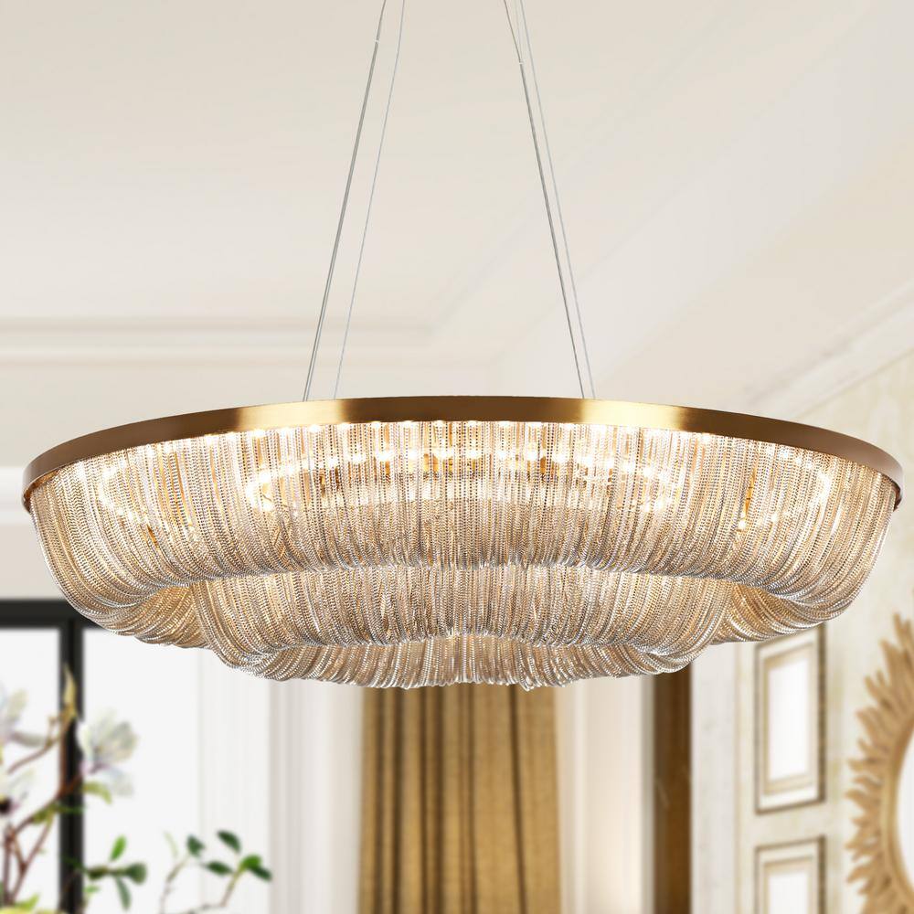 LNC Shoebill 1-Light Dimmable Integrated LED Plating Brass Chandelier ...