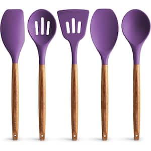 Zulay Kitchen 5-Piece Silicone Black Utensil Set Z-WD-SLCN-UTNSLS-5-PCS ...