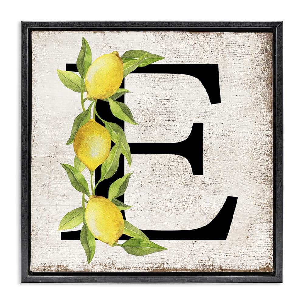 Stupell Industries E with Lemon Letter by Creatif Belle Black Floater ...