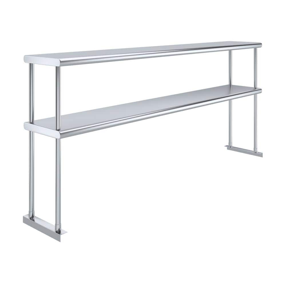 AMGOOD 12 in. x 72 in. Stainless Steel Double Over Shelf for Kitchen ...