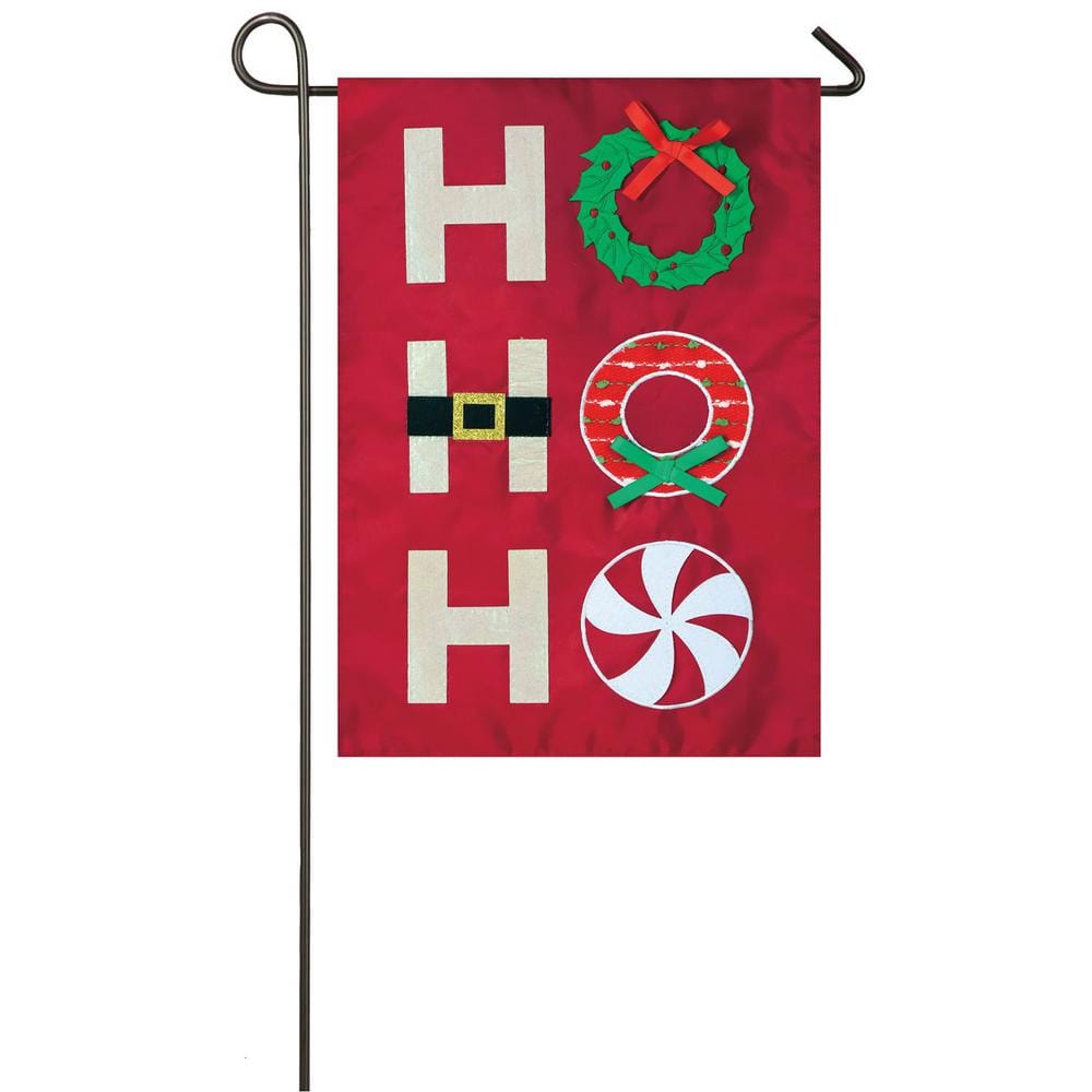 Evergreen 18 in. x 12.5 in. Ho Ho Ho Garden Applique Flag 168880 - The ...