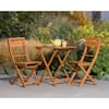AUTMOON 3-Piece Wood Outdoor Bistro Cafe Set - Natural Oil, Square ...
