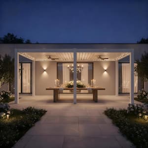 Mondawe 10 ft. x 25 ft. White Aluminum Outdoor Solar-Powered Electric ...