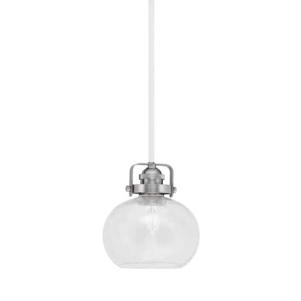 Decatur 60-Watt 1-Light White & Nickel Light mini Pendant with 7 in ...