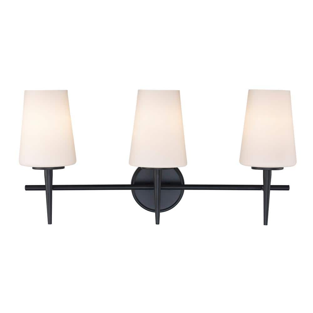 Bel Air Lighting Horizon 24 in. 3-Light Black Bathroom Vanity Light ...